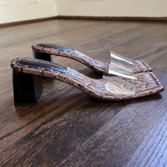 Good American | Shoes | Good American Block Square Toe Heel Mule Sandal ...